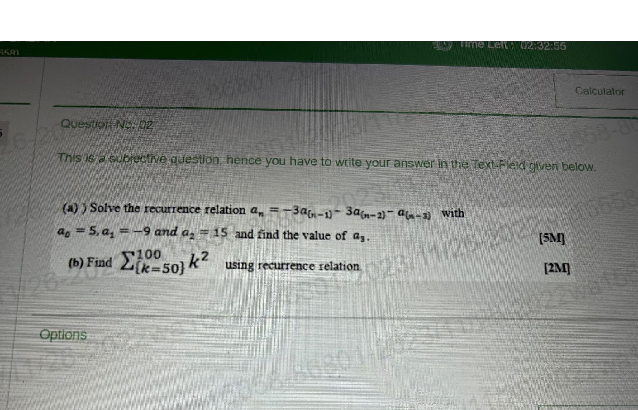 Solved Question No: 02This is a subjective question, hence | Chegg.com