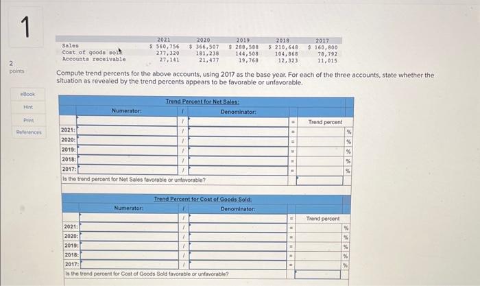 Solved Compute trend percents for the above accounts, using | Chegg.com