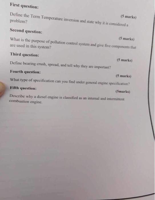 Solved First question: Define the Term Temperature inversion | Chegg.com