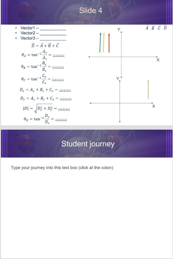 Solved For Slide 4 design a trip with three vectors( type | Chegg.com