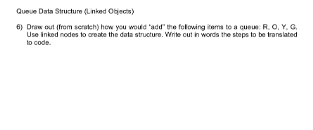 Solved Queue Data Structure (Linked Objects) 6) ﻿Draw out | Chegg.com