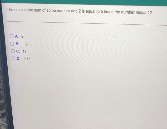 Solved Three times the sum of some number and 2 is equal to | Chegg.com