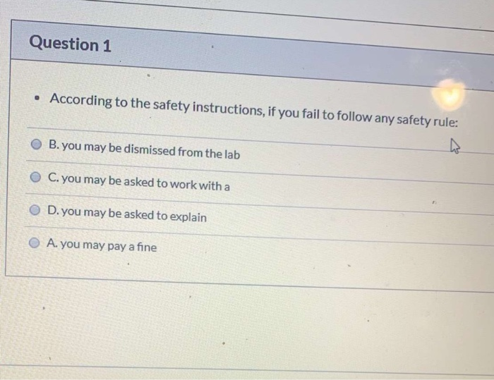 Solved Question 1 • According to the safety instructions, if | Chegg.com