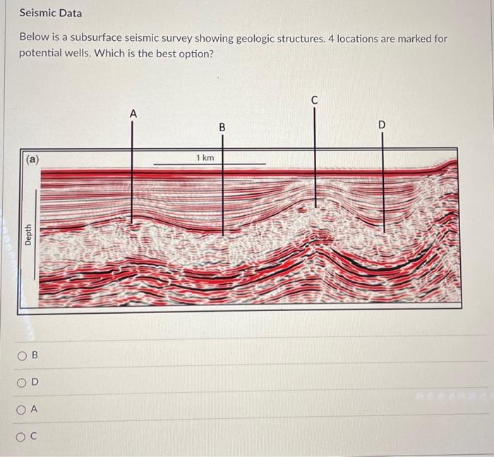 Solved Seismic Data Below is a subsurface seismic survey | Chegg.com