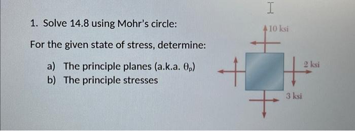Solved 1. Solve 14.8 using Mohr's circle: For the given | Chegg.com