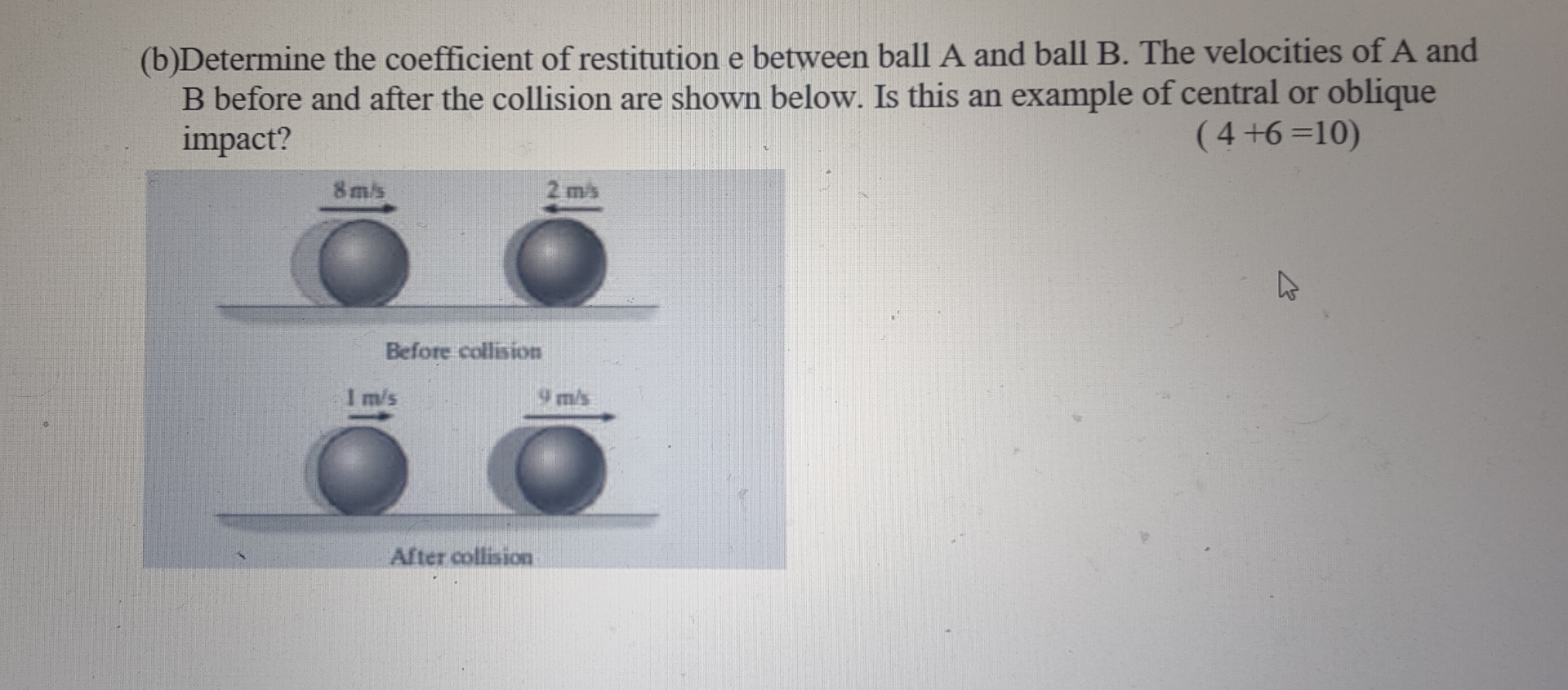 Solved (b)Determine the coefficient of restitution e between | Chegg.com