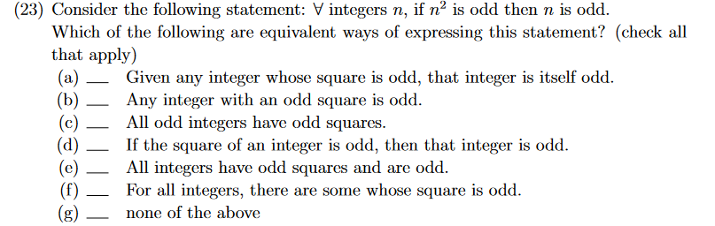 (23) ﻿Consider the following statement: AA ﻿integers | Chegg.com