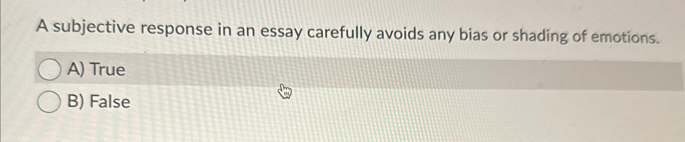 Solved A subjective response in an essay carefully avoids | Chegg.com