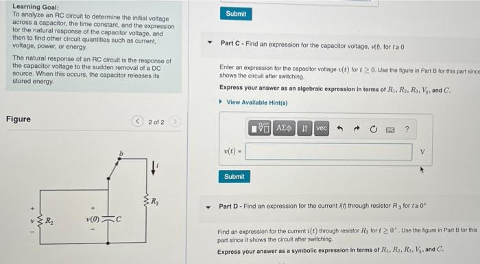 Solved Part B - Find the time constant after t=0 The diagram | Chegg.com
