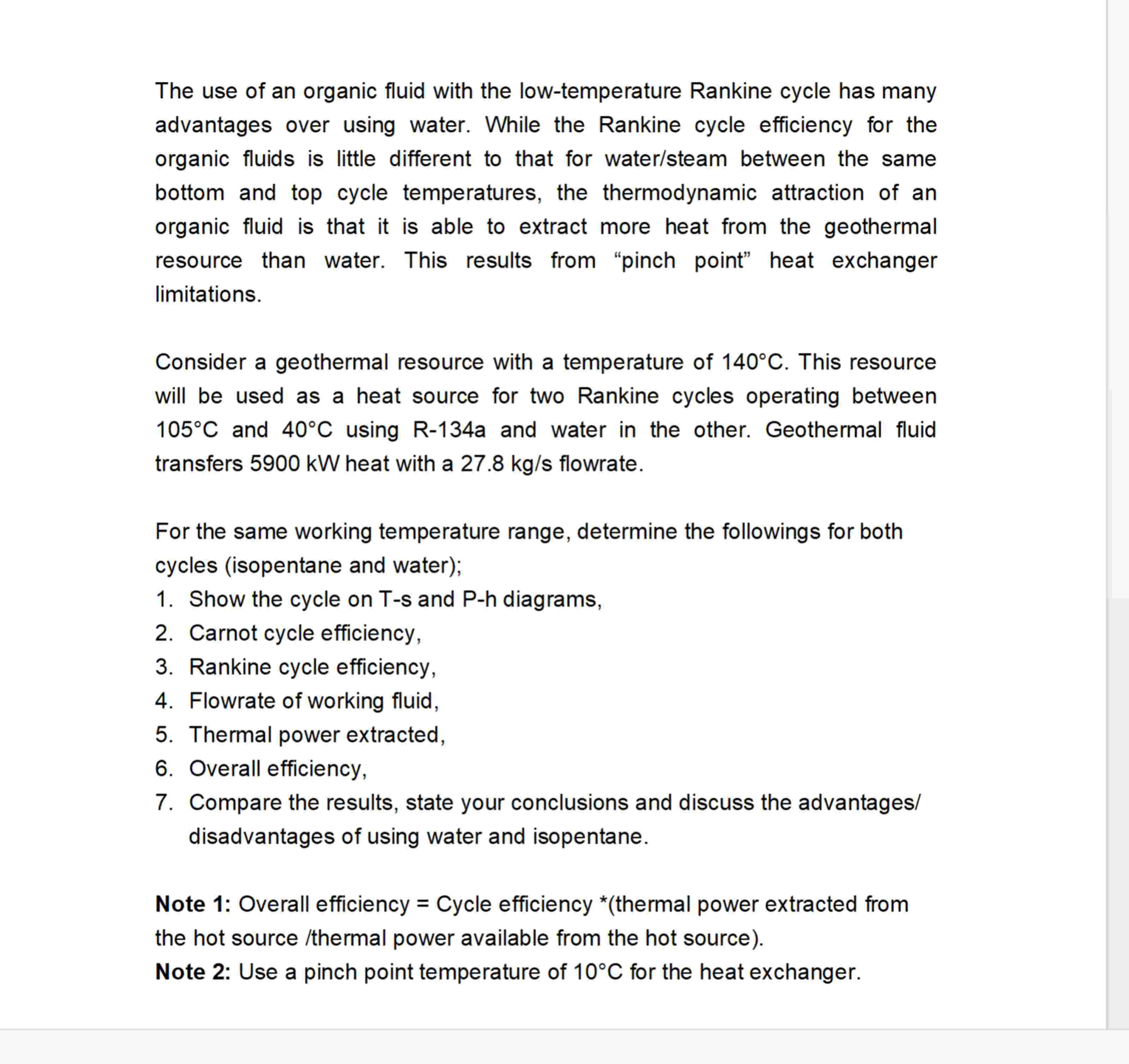 The use of an organic fluid with the low-temperature | Chegg.com