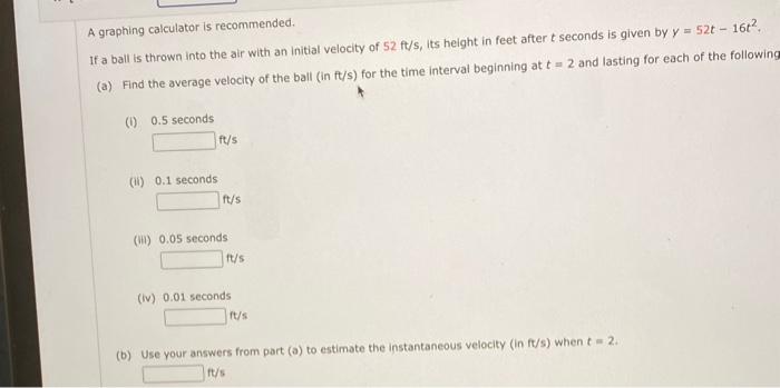 Solved A graphing calculator is recommended. If a ball is | Chegg.com