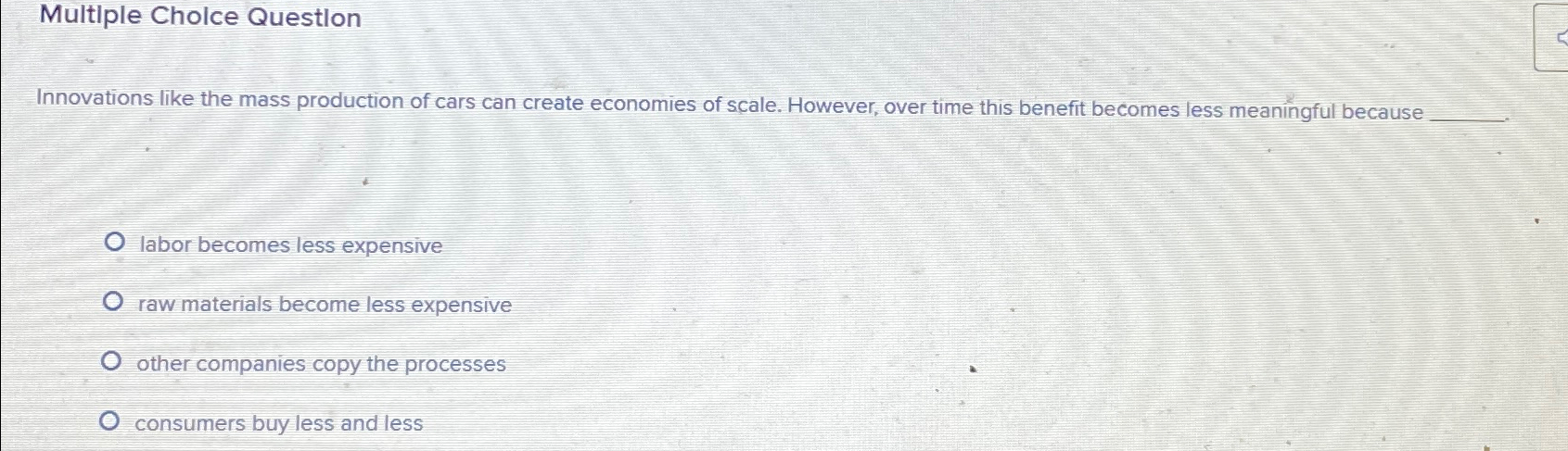 Solved Multiple Cholce QuestlonInnovations like the mass | Chegg.com