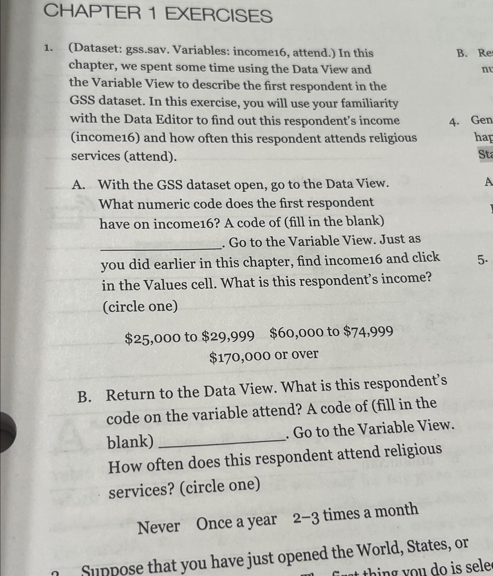 Solved CHAPTER 1 EXERCISES\\n(Dataset: gss.sav. Variables: | Chegg.com
