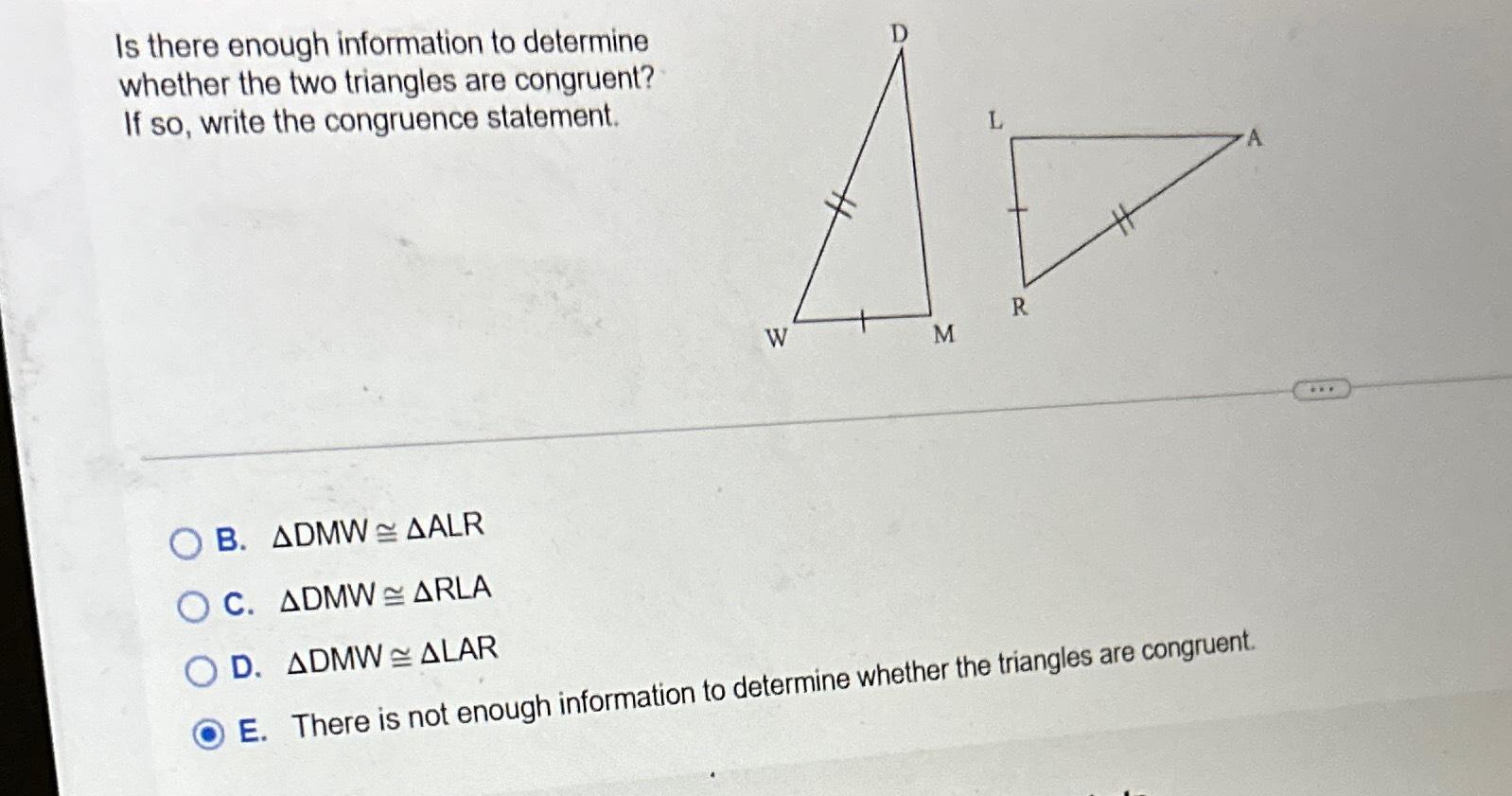 Solved Is there enough information to determine whether the | Chegg.com