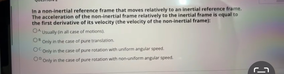 Solved In a non-inertial reference frame that moves | Chegg.com