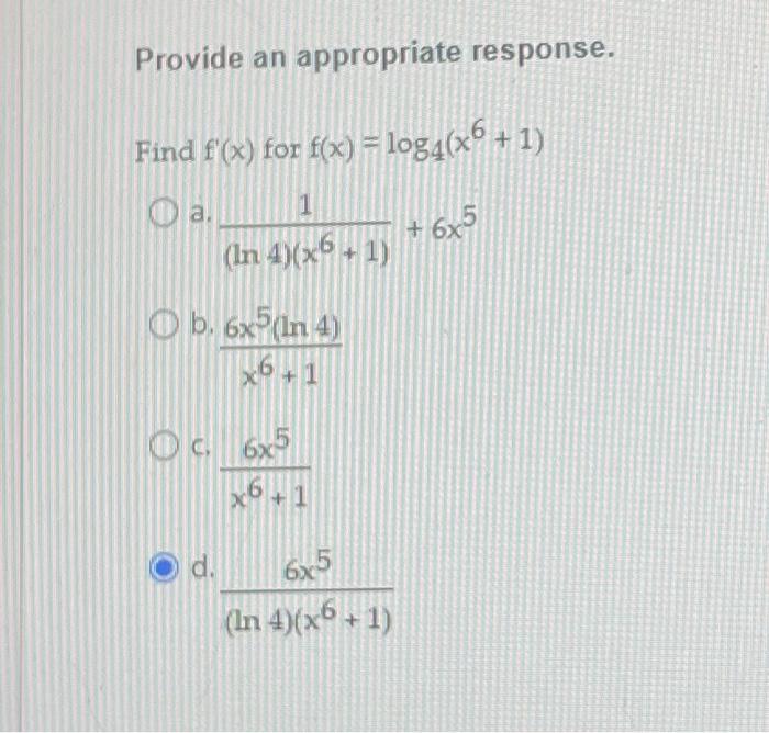 Solved Provide an appropriate response. Find f′(x) for | Chegg.com