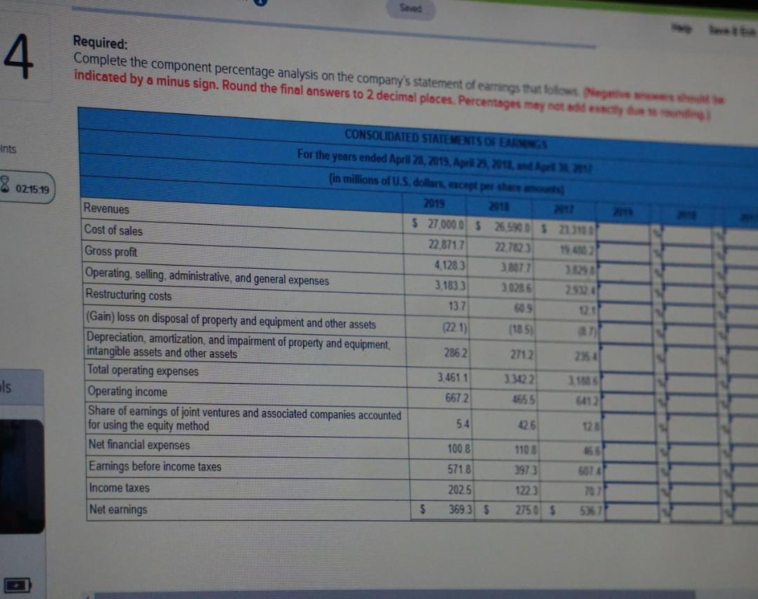 Solved Se 4 Required: Complete the component percentage | Chegg.com