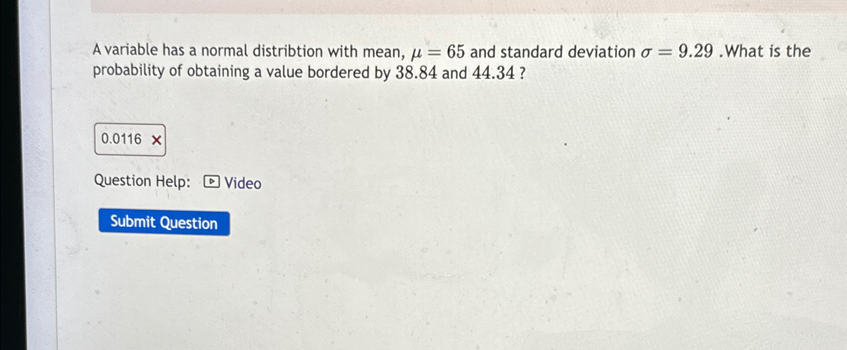 Solved A variable has a normal distribtion with mean, μ=65 | Chegg.com