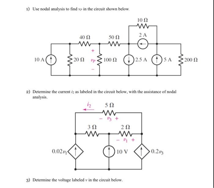 Solved 1) Use nodal analysis to find vp in the circuit shown | Chegg.com