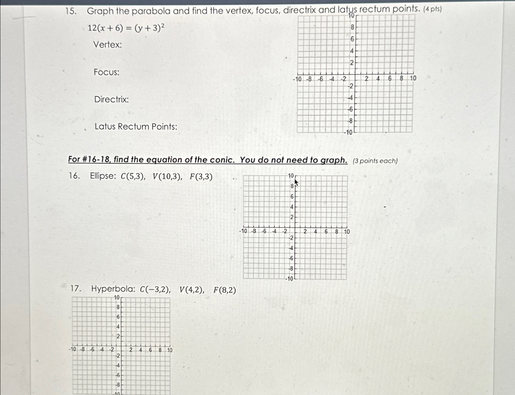 Solved Graph the parabola and find the vertex, focus, | Chegg.com