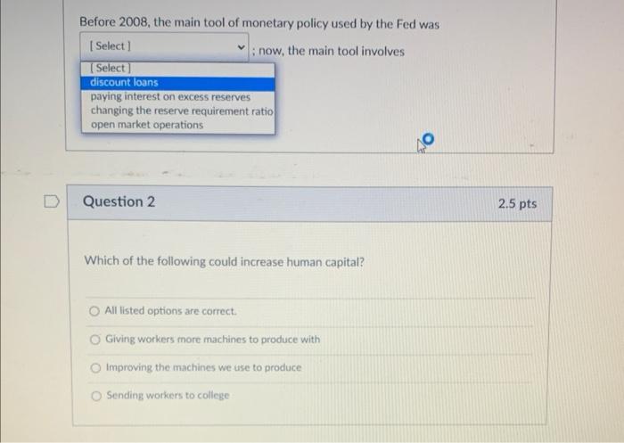 Solved Before 2008, the main tool of monetary policy used by | Chegg.com