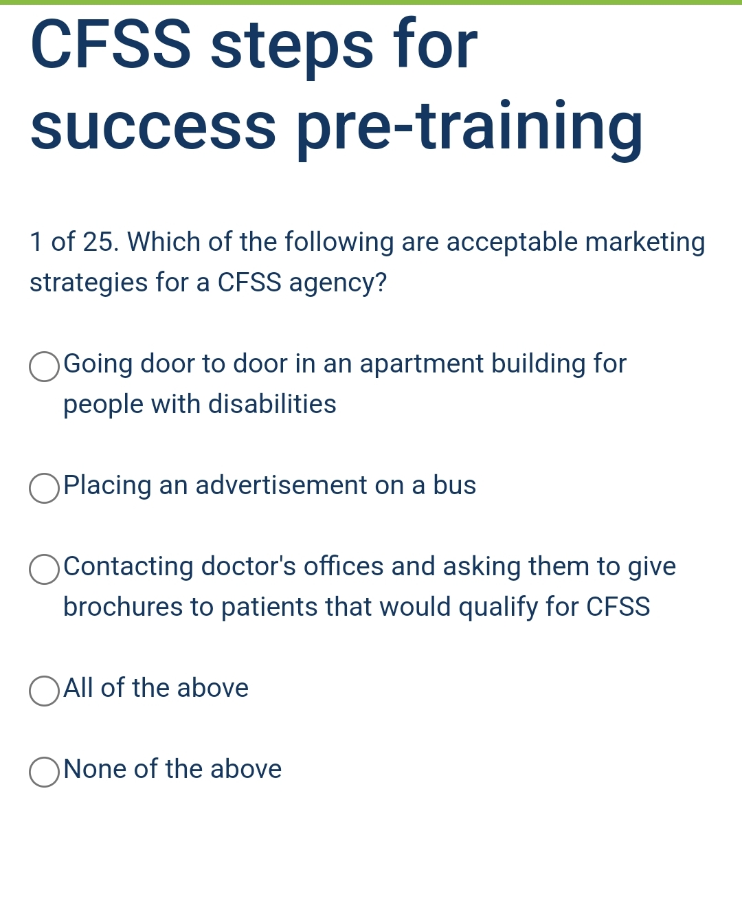 Solved CFSS steps for success pre-training1 ﻿of 25 . ﻿Which | Chegg.com