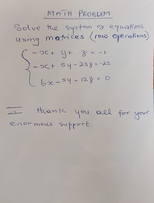 Solved MATH PROBLEN Solve the syptem of equations using | Chegg.com