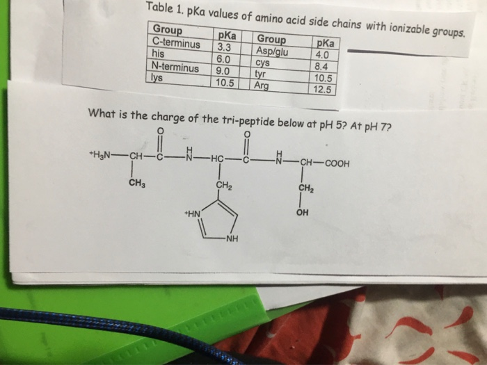 Solved Table 1. pka values of amino acid side chains with | Chegg.com