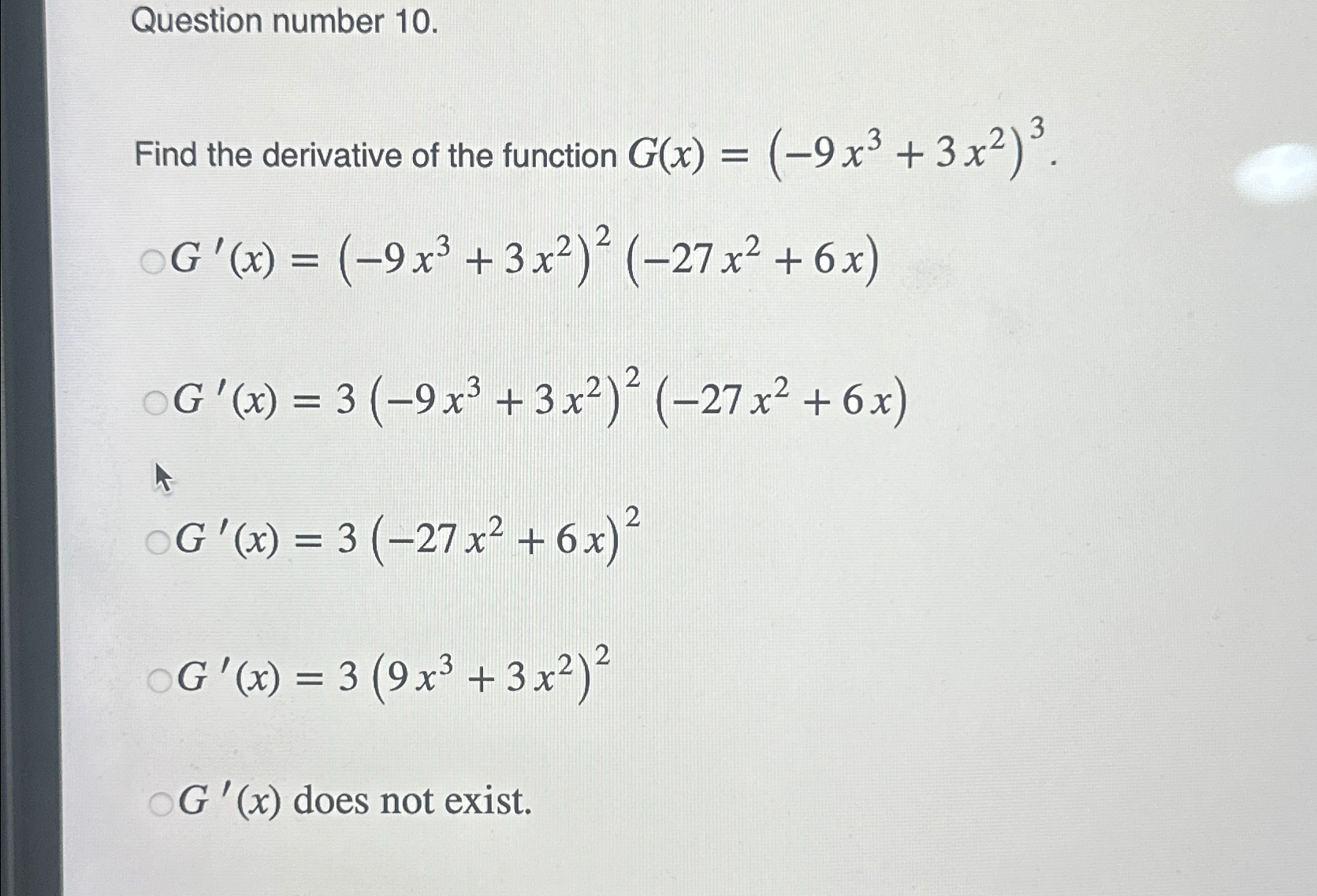 Solved Question number 10.Find the derivative of the | Chegg.com