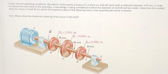Solved Under normal operating conditions, the electric motor | Chegg.com
