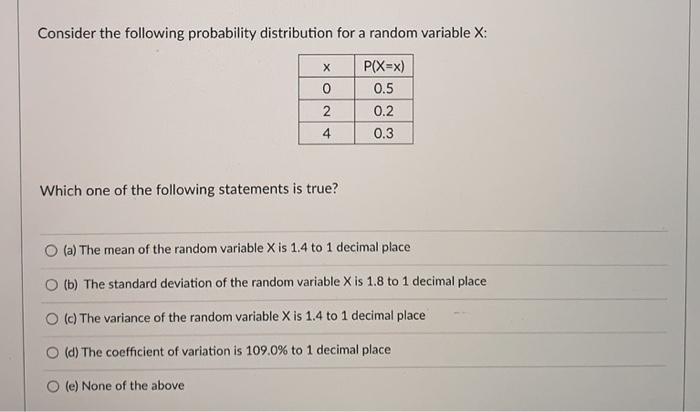 Solved Consider the following probability distribution for a | Chegg.com