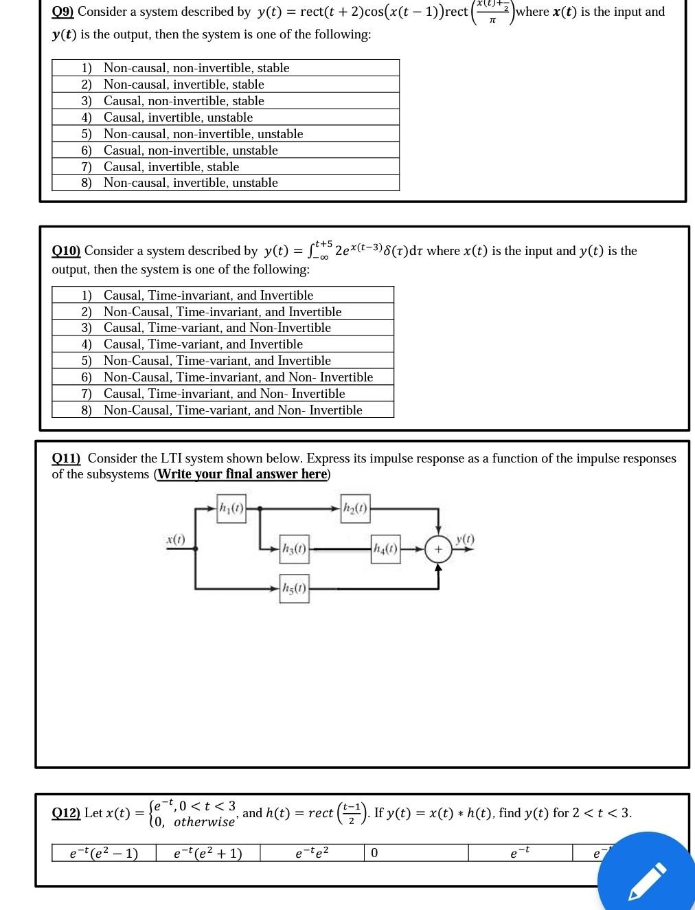 Solved Q9) Consider a system described by | Chegg.com