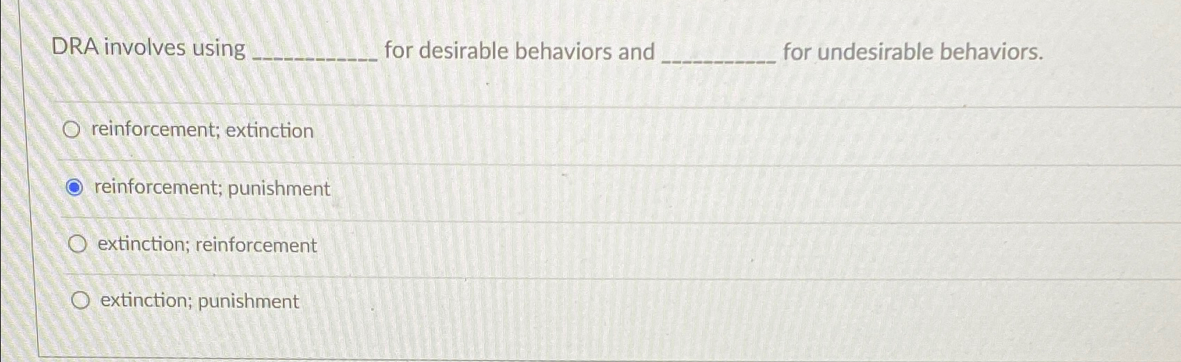 Solved DRA involves using for desirable behaviors and for | Chegg.com