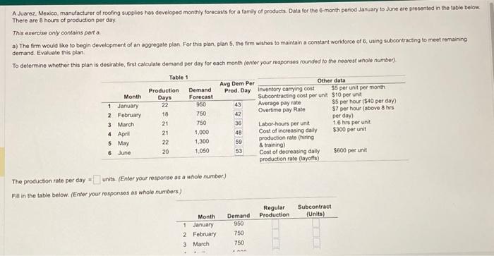 Solved The production rate per day = units. (Enter your | Chegg.com