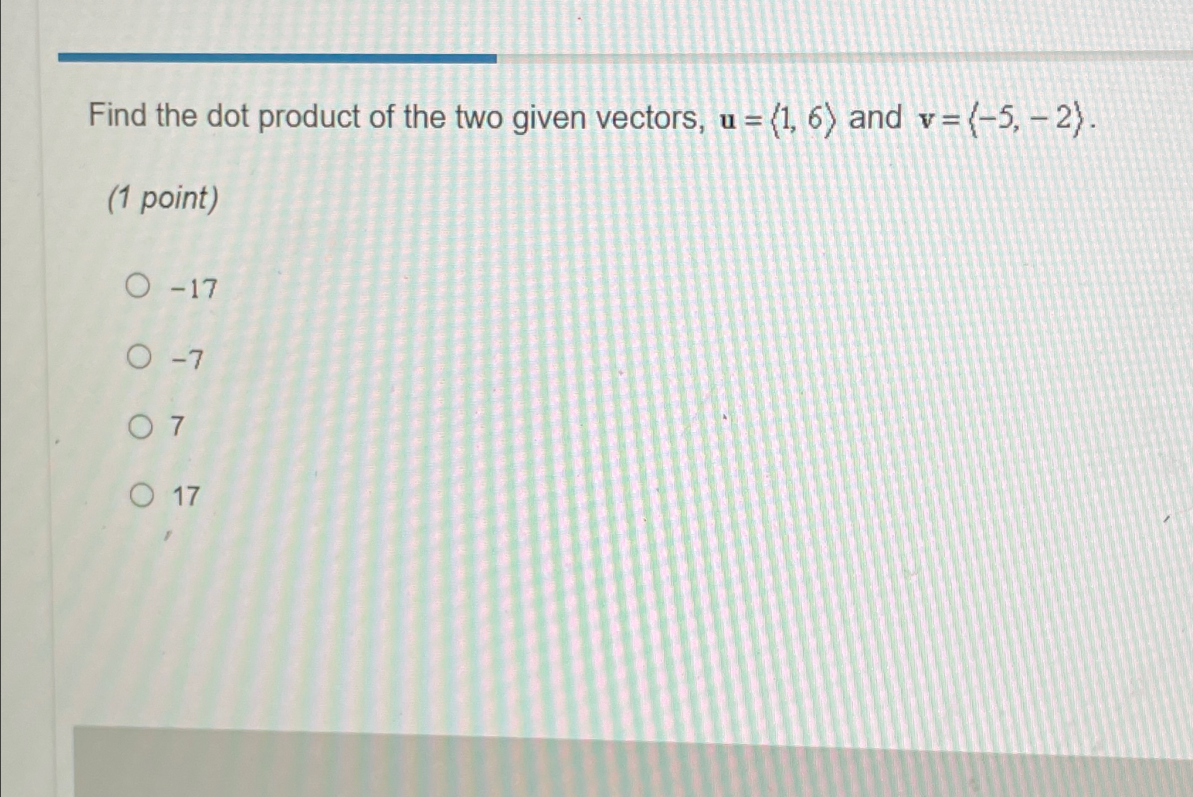 Solved Find the dot product of the two given vectors, | Chegg.com