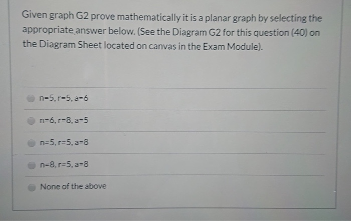 Solved Given graph G2 prove mathematically it is a planar | Chegg.com