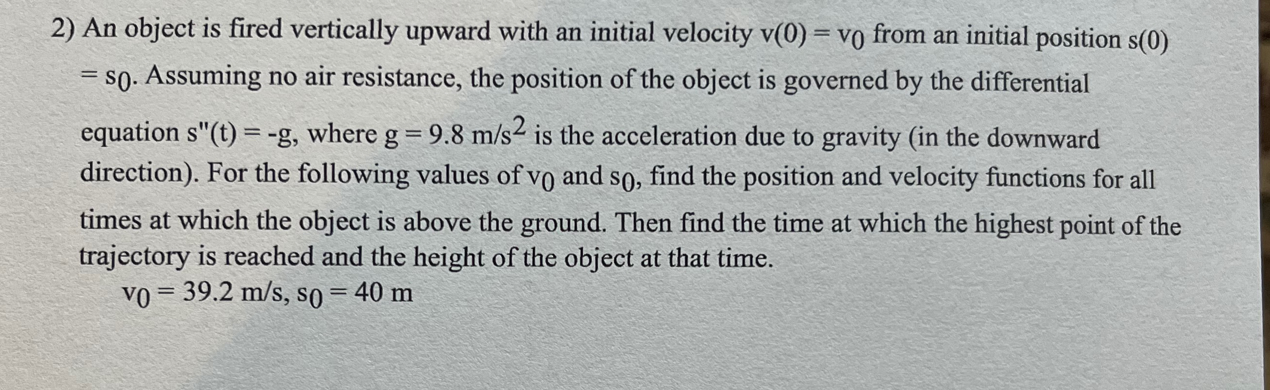 Solved Solve the initial value problem.An object is fired | Chegg.com