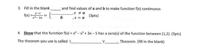 Solved 3. Fill in the blank and find values of a and b to | Chegg.com