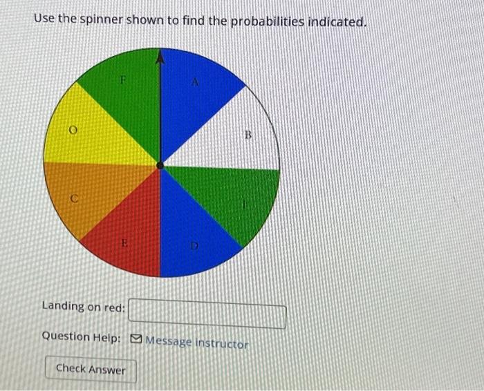 Solved Use the spinner shown to find the probabilities | Chegg.com