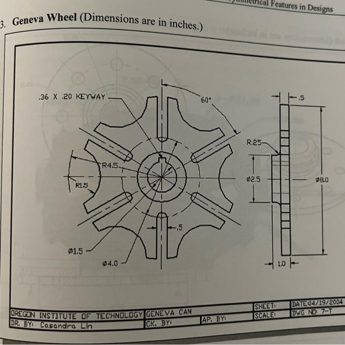 Solved 3. Geneva Wheel (Dimensions are in inches.) | Chegg.com