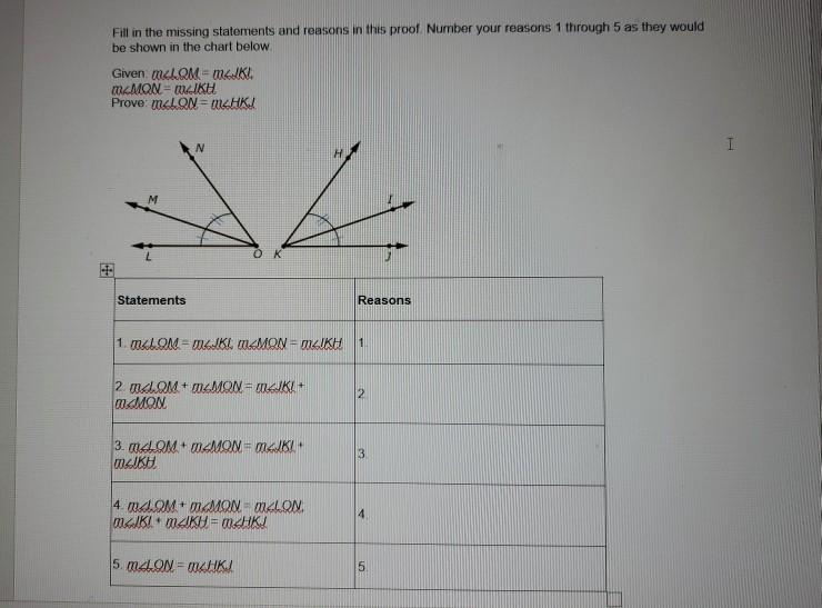 Solved Fill in the missing statements and reasons in this | Chegg.com