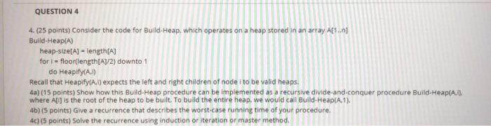 Solved QUESTION 4 4. (25 points) Consider the code for | Chegg.com