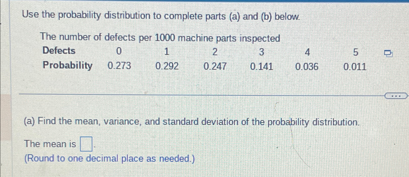 Solved Use the probability distribution to complete parts | Chegg.com
