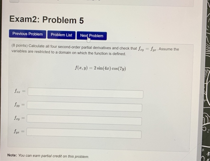 Solved Exam2: Problem 5 Previous Problem Problem List Next | Chegg.com
