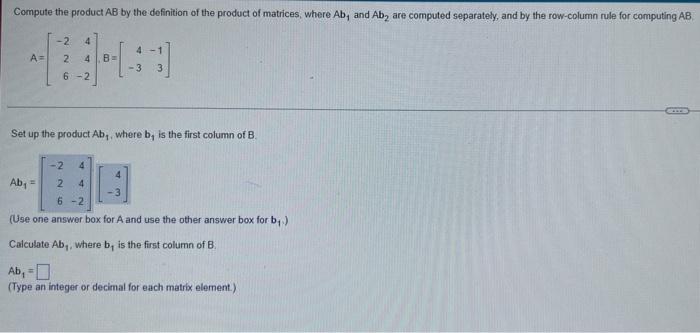 Solved Compute the product AB by the definition of the | Chegg.com