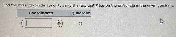 Solved Find the missing coordinate of P, using the fact that | Chegg.com