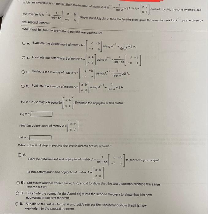 Solved If A is an invertible n×n matrix, then the inverse of | Chegg.com