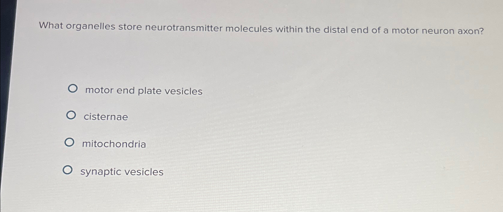 Solved What organelles store neurotransmitter molecules | Chegg.com