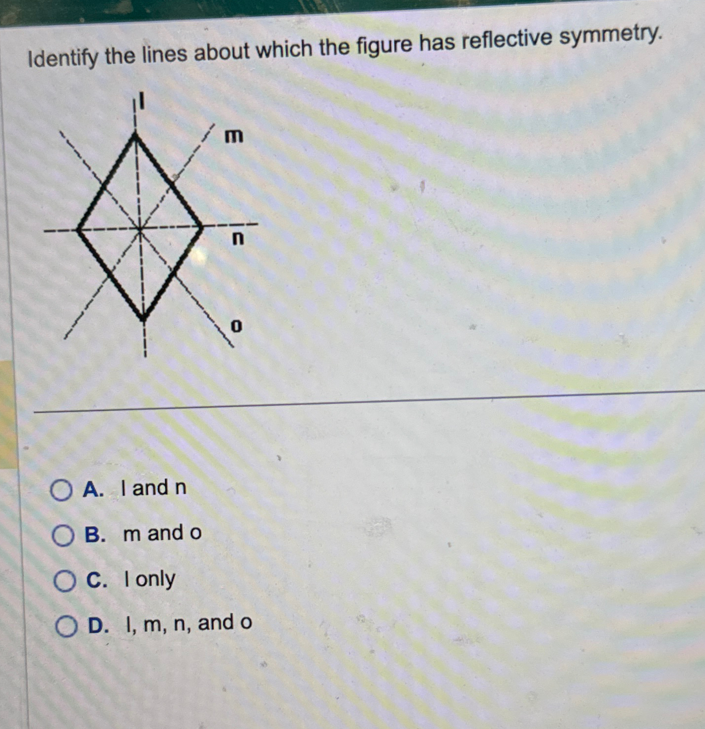 Solved Identify the lines about which the figure has | Chegg.com