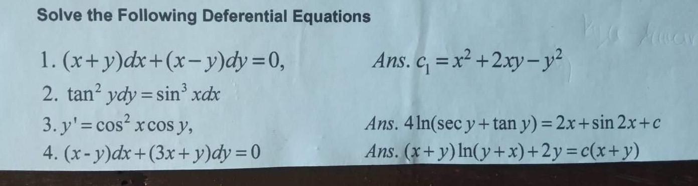 Solved Differential Equations Homogeneous And Separable 6807